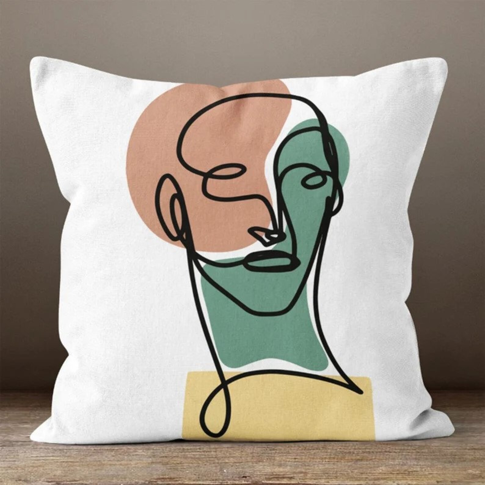 Line Art Face Themed Throw Pillows/abstract Face Cartoon Woman - Etsy UK