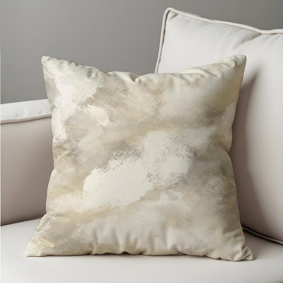 Neutral Beige Watercolor Cushion Cover, Minimalist Abstract Throw ...