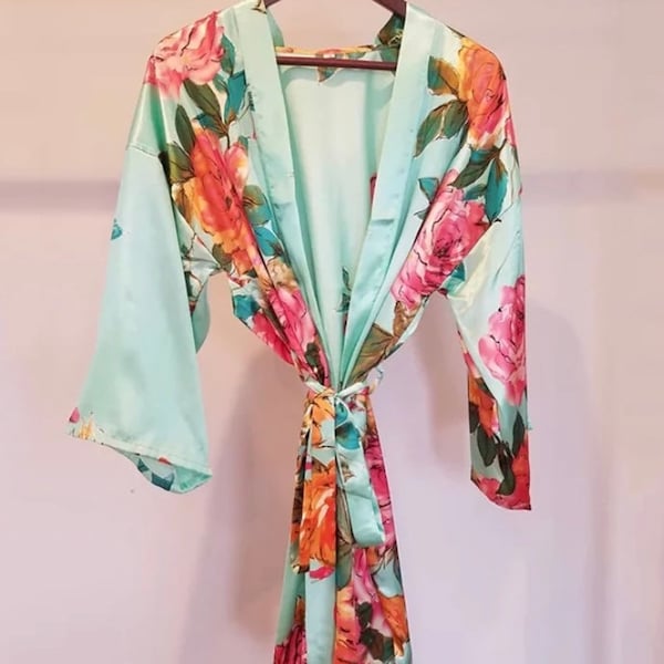Floral Satin Robe - Etsy