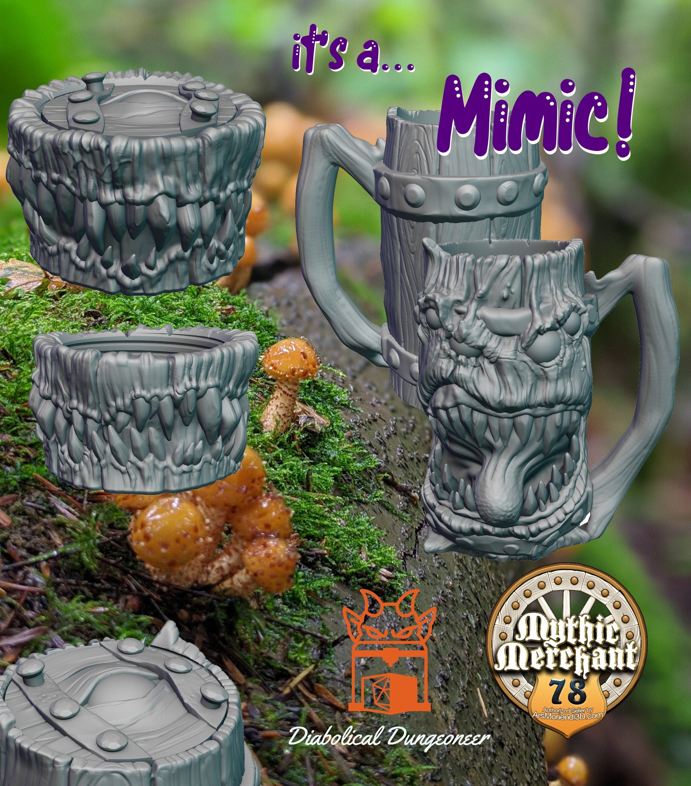 Mimic Mythic Mugs by Ars Moriendi Can Holder D20 Dungeons - Etsy Canada