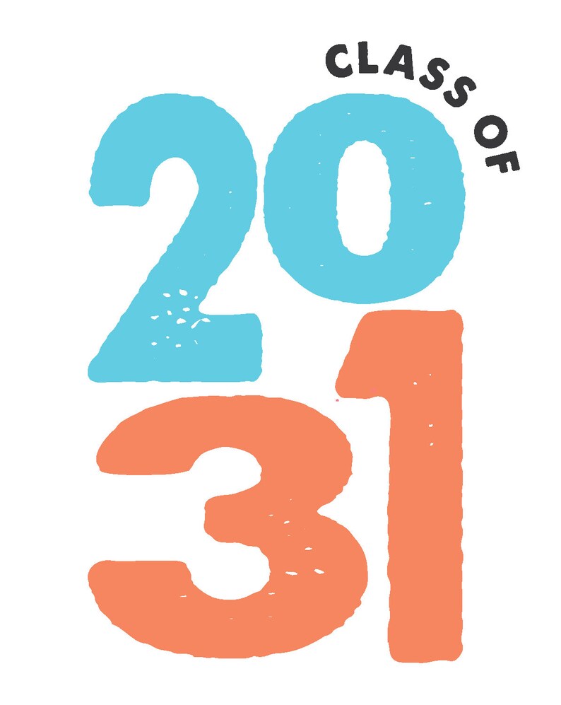 Class of 2031 Shirt Design BIG BOLD BLOCK School Graduate Vector Custom ...