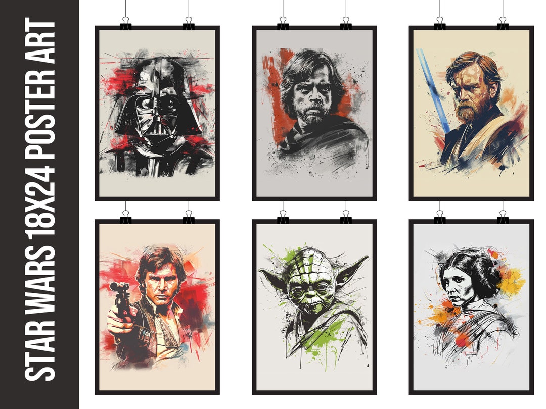 Abstract/sketch Star Wars Posters, 18x24, Luke Skywalker, Yoda ...