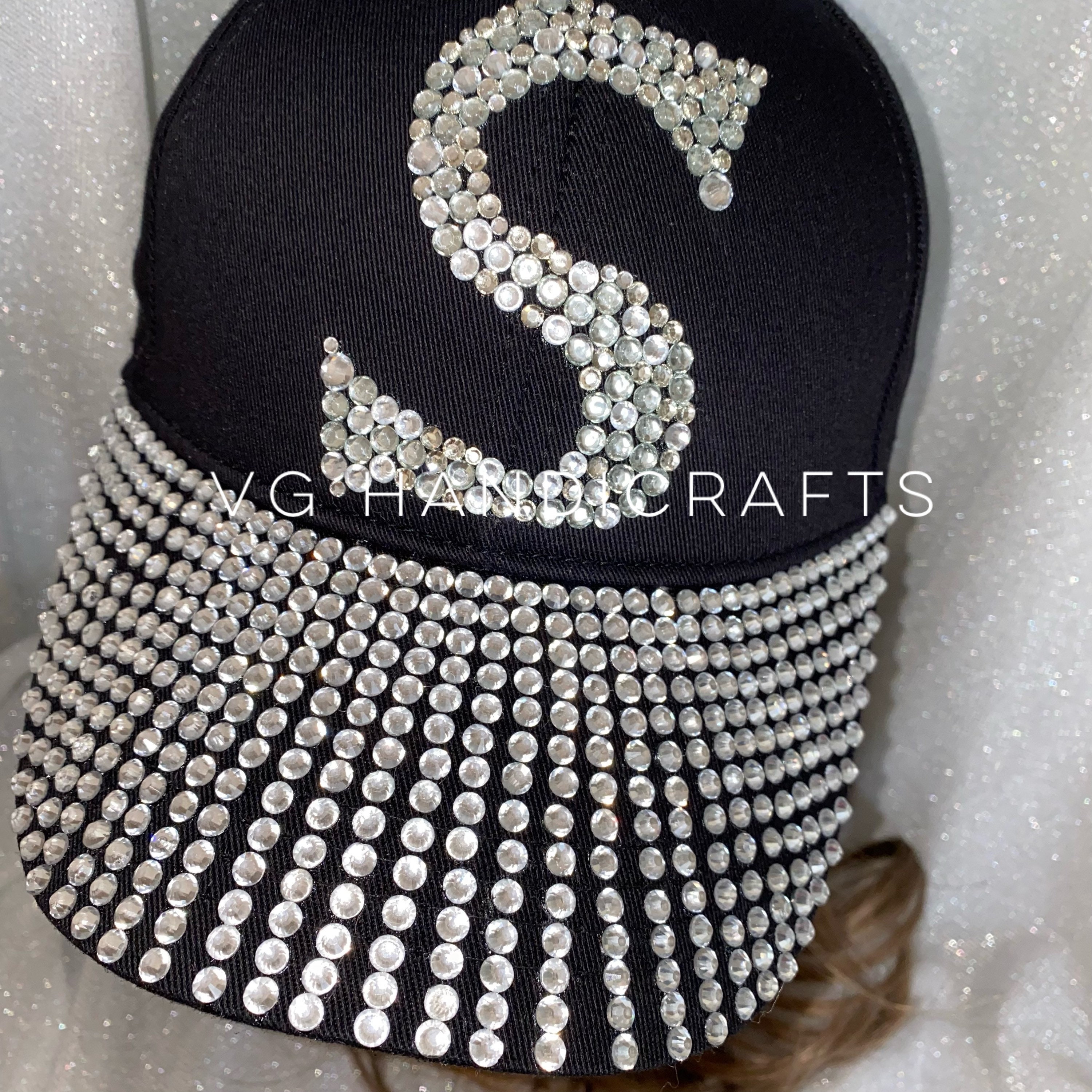 Handmade Personalized Beaded Crystal Baseball Cap Rhinestone Cap Women ...