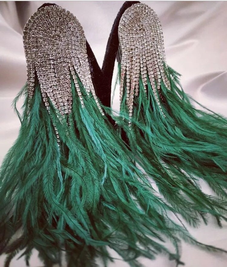 Lux Brands Style Handmade Feather Rhinestone Earrings All - Etsy