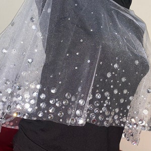 Women Wedding Crystal Shawl, Cape Bolero Jacket Tulle Cloak Tole Wrap ...