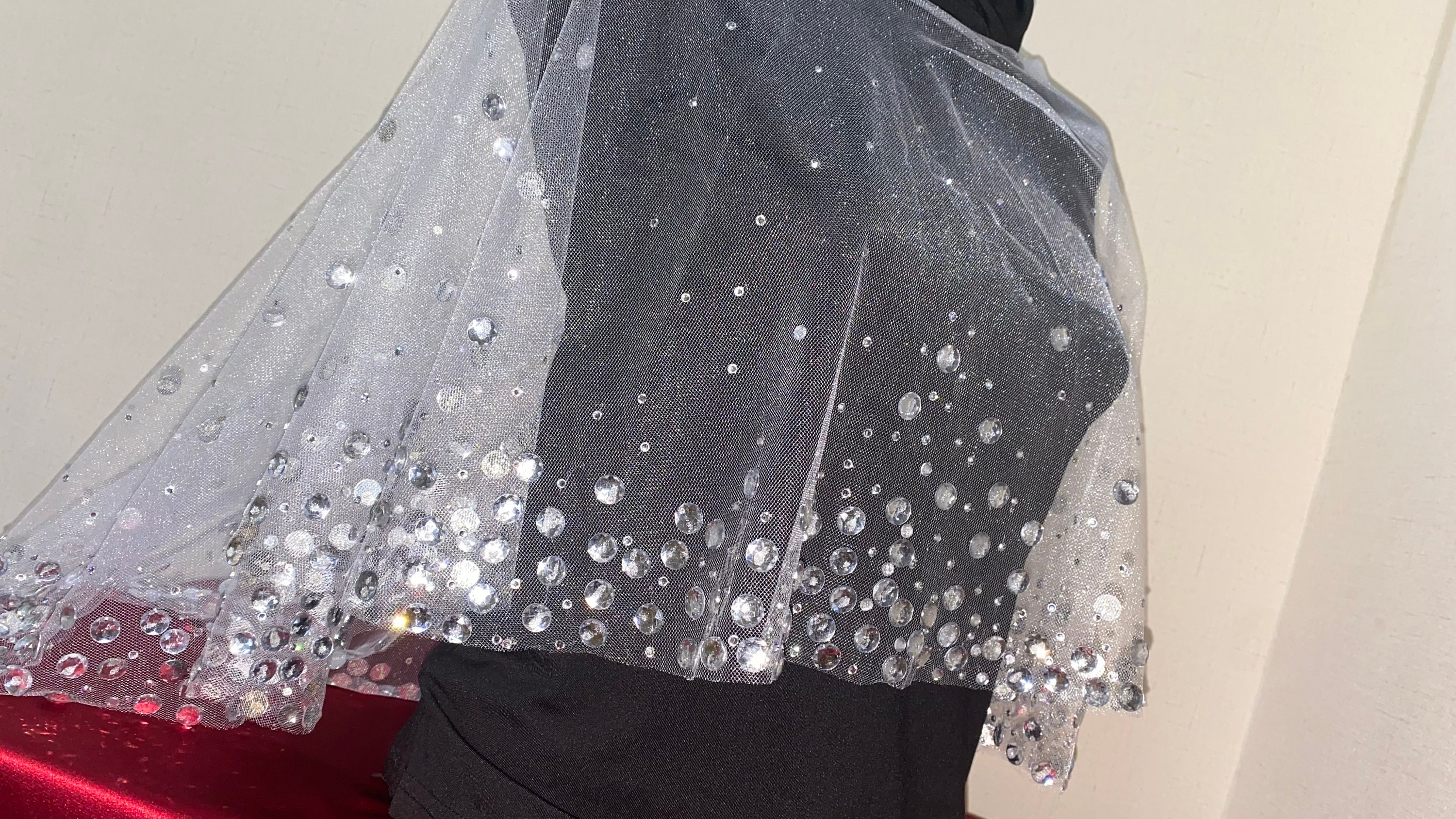 Women Wedding Crystal Shawl, Cape Bolero Jacket Tulle Cloak Tole Wrap ...