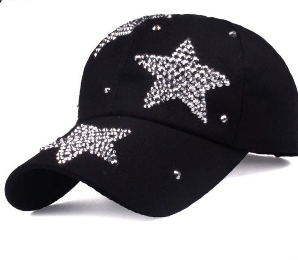 Handmade Personalized Beaded Crystal Baseball Cap Rhinestone Cap Women ...