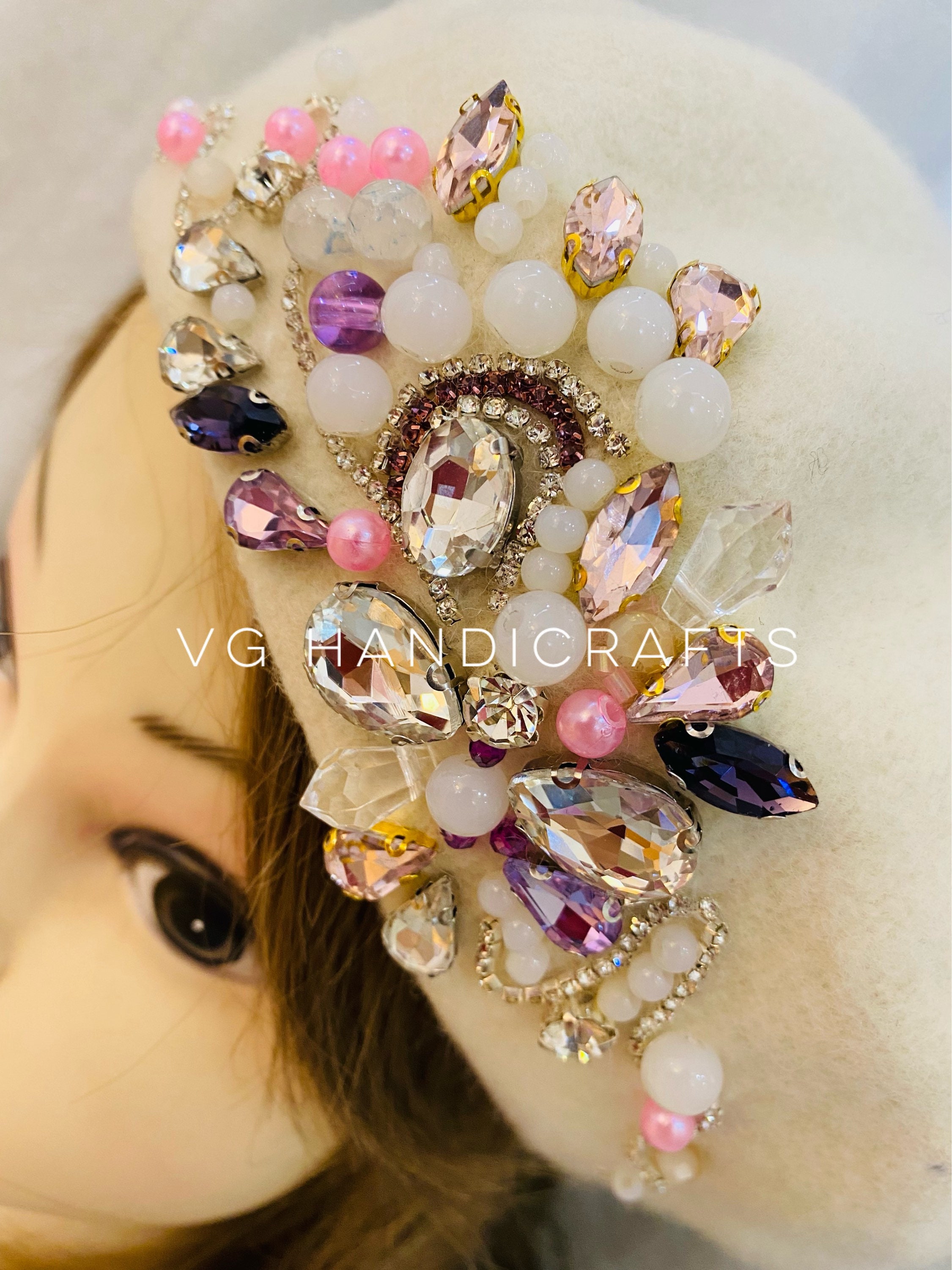 Handmade Pearl Crystal Embroidered Beret Warm Hat - Etsy