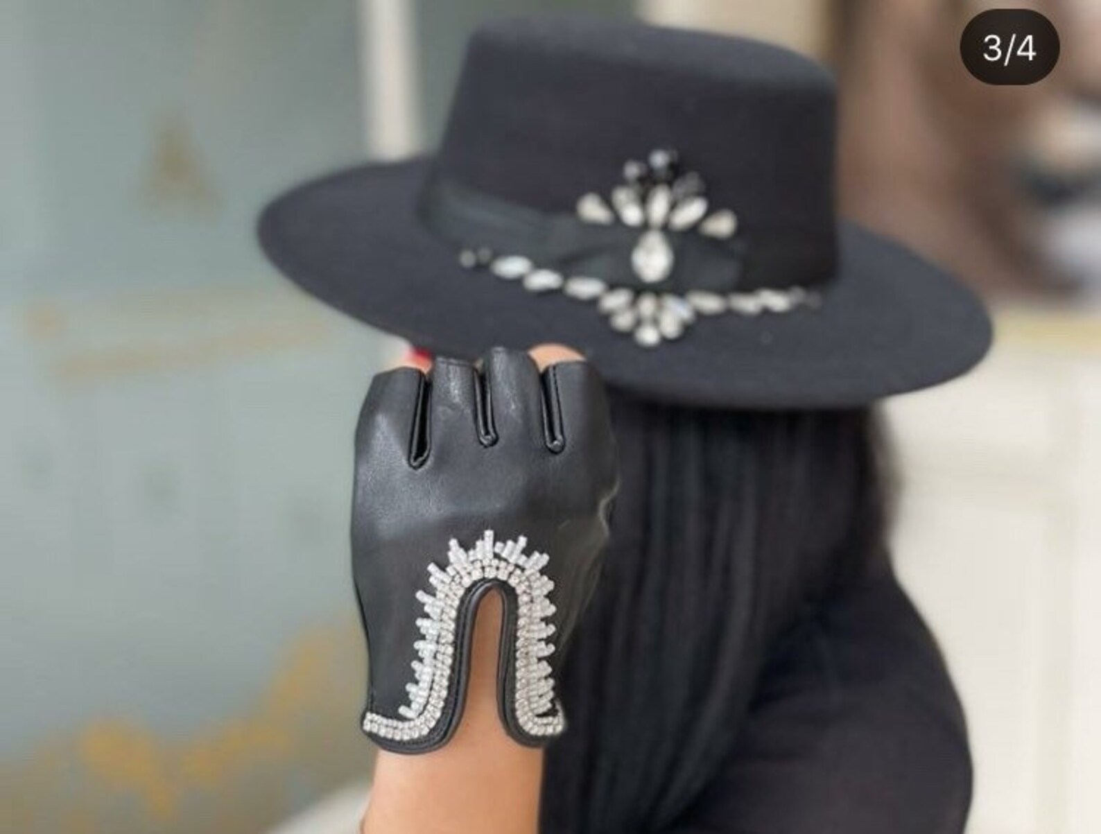 Handmade Beaded Crystal Wide Brim Fedora Hat Panama Rhinestone Hat ...