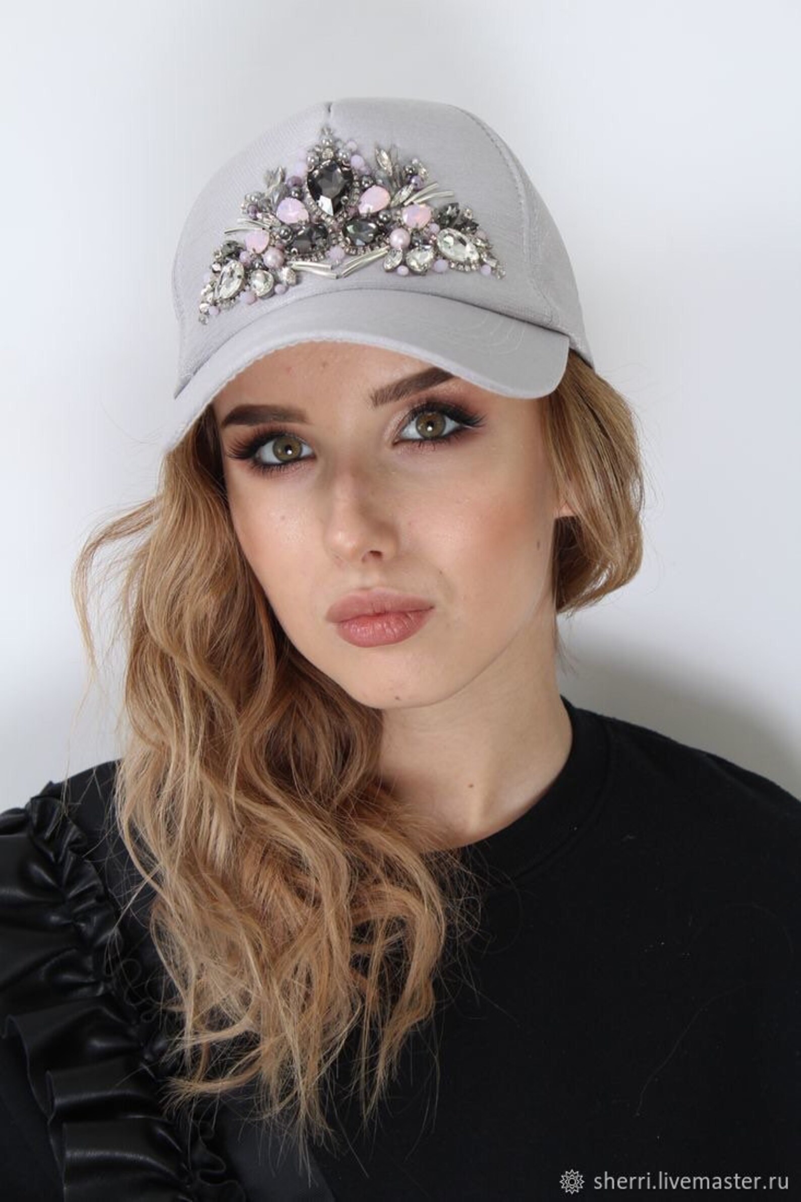 Handmade Personalized Beaded Crystal Baseball Cap Rhinestone Cap Women ...