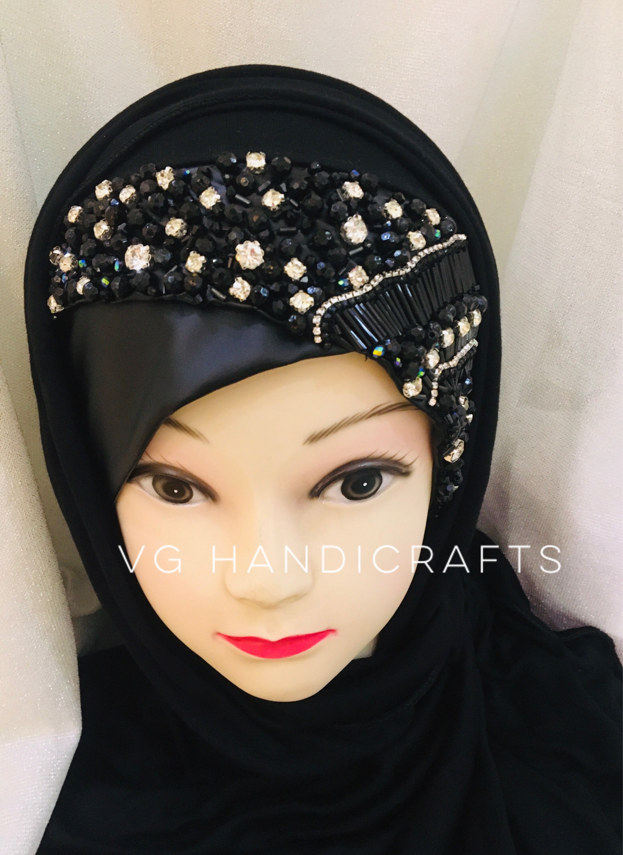 Crystal Embellished Muslim Headwear Beaded Exclusive Hijab - Etsy