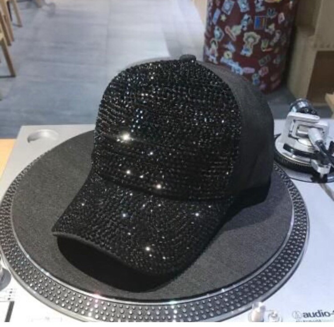 Handmade Beaded Crystal Baseball Cap Rhinestone Cap Women Hip-hop Hat ...