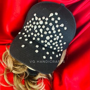 Handmade Beaded Crystal Baseball Cap Rhinestone Cap Women Hip-hop Hat ...