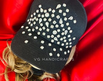 Handmade Personalized Beaded Crystal Baseball Cap Rhinestone Cap Women ...