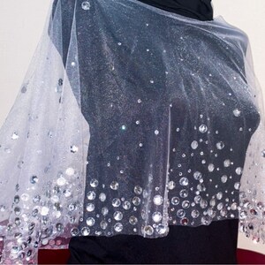 Women Wedding Crystal Shawl, Cape Bolero Jacket Tulle Cloak Tole Wrap ...