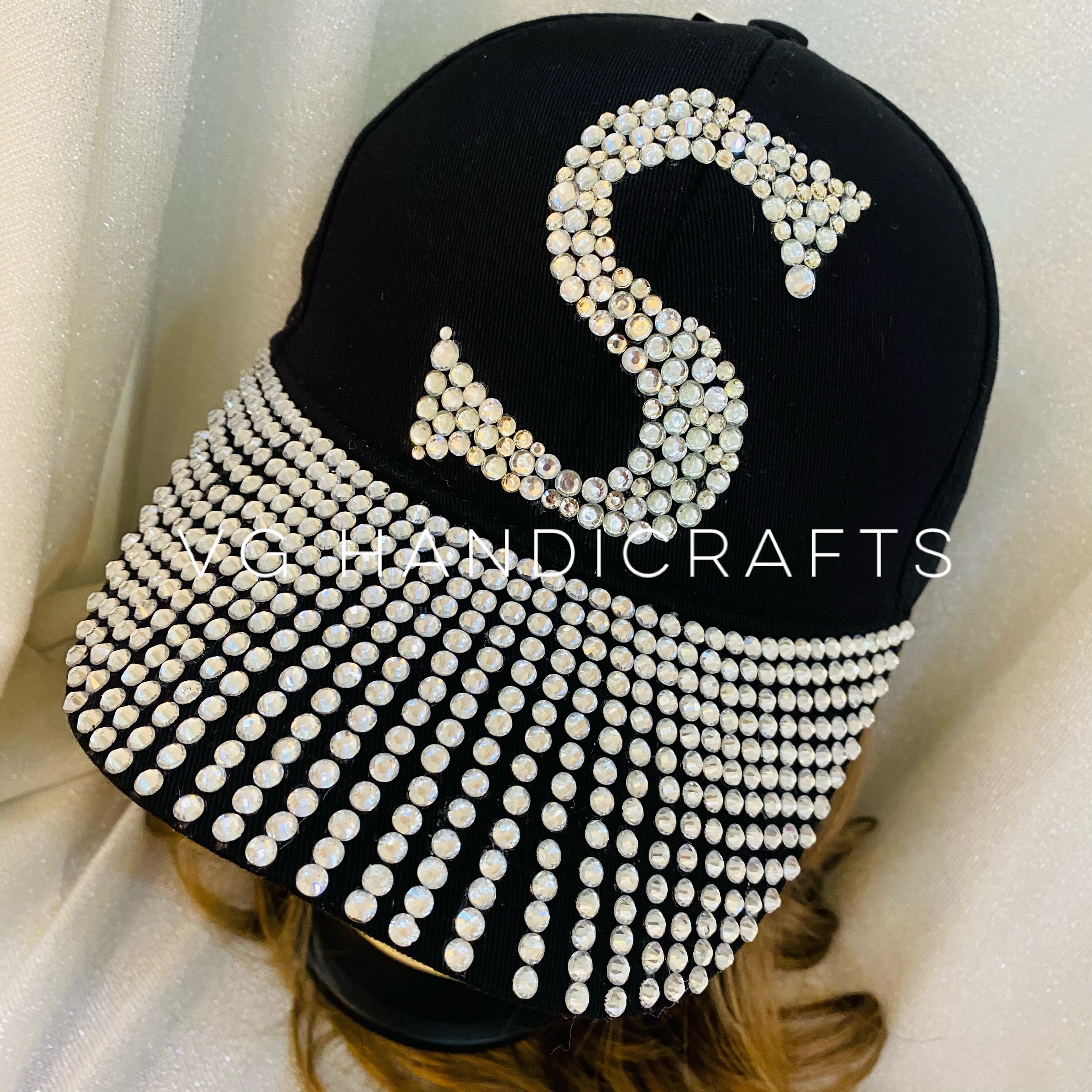 Handmade Personalized Beaded Crystal Baseball Cap Rhinestone Cap Women ...