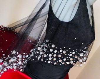 Women Wedding Crystal Shawl, Cape Bolero Jacket Tulle Cloak Tole Wrap ...