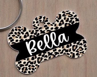 Pink Bling Personalized Engraved Dog or Cat Tag. Pet ID Tags. Leopard ...