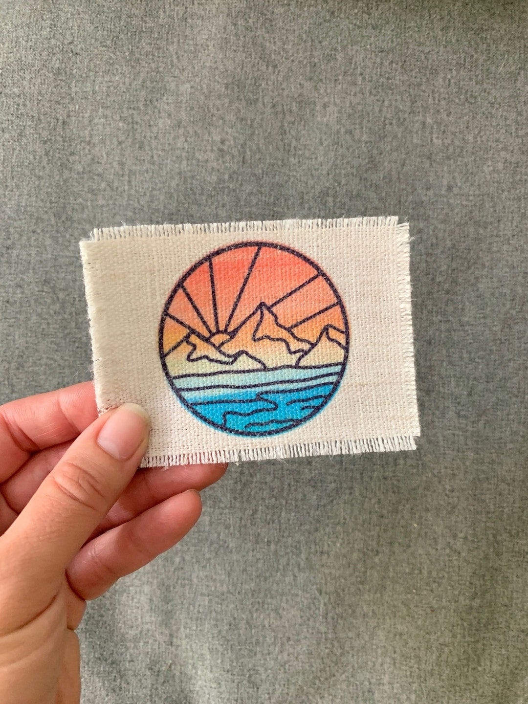 Mountain Hat Patch, Lake Life Patch for Hat, Mountain Frayed Patch for ...
