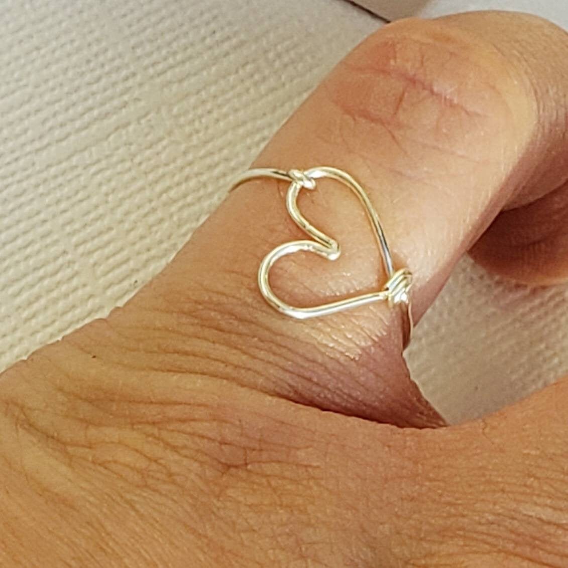 Open Heart Ring. Dainty Rings for Women. Sterling Silver Thumb - Etsy ...