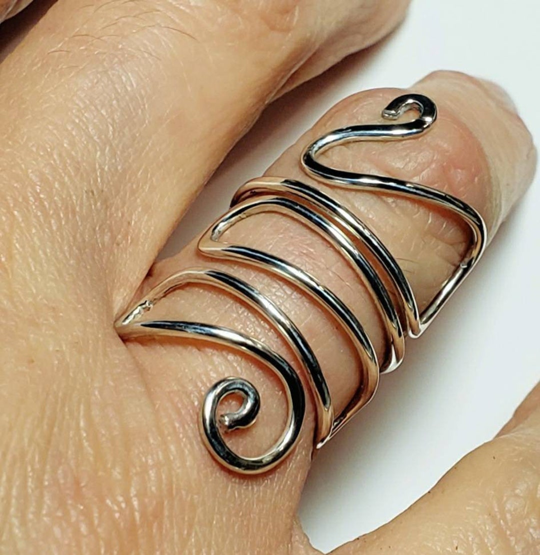 Womens Adjustable Long Ornate Ring. Silver Index Finger Ring. Boho ...