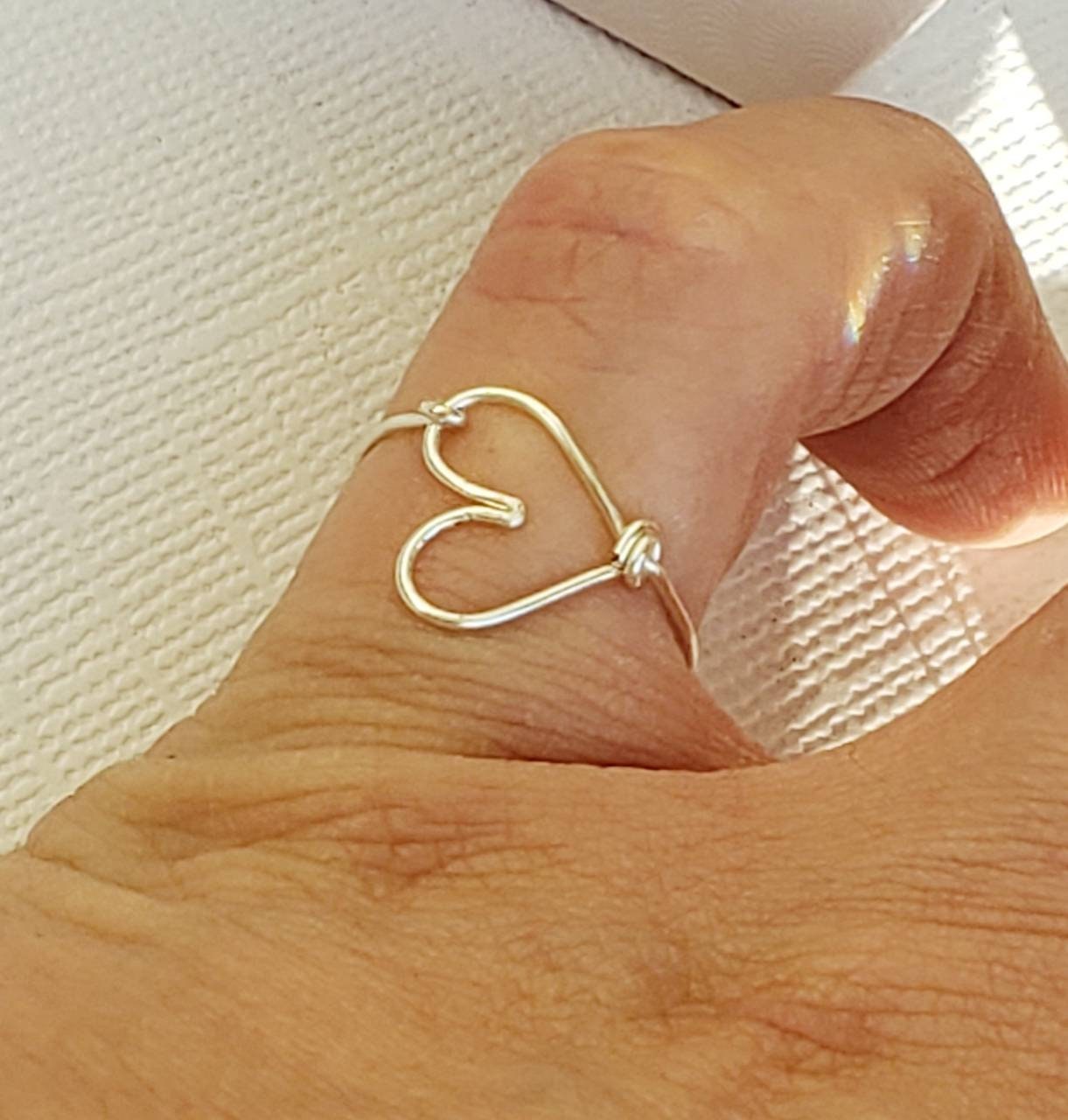 Open Heart Ring. Dainty Rings for Women. Sterling Silver Thumb - Etsy ...