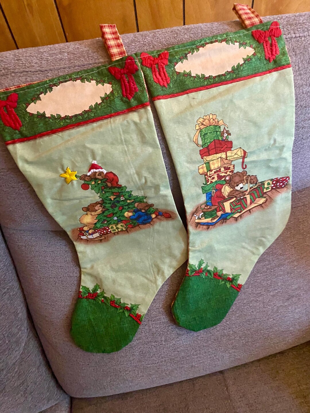 Three Bears- Christmas Stocking Pair - Etsy