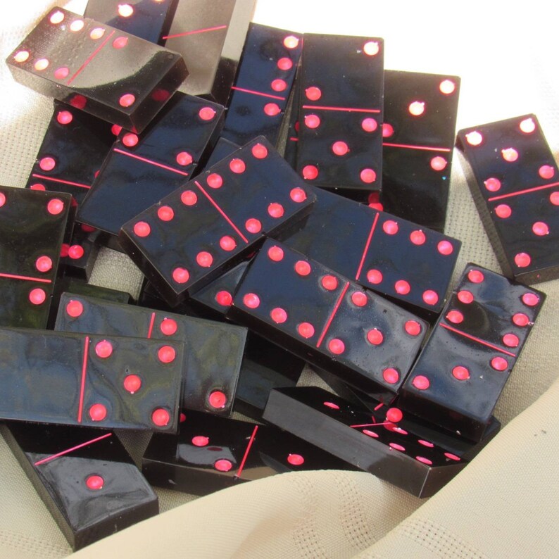 Black and Neon Pink Resin Dominoes-made to Order - Etsy