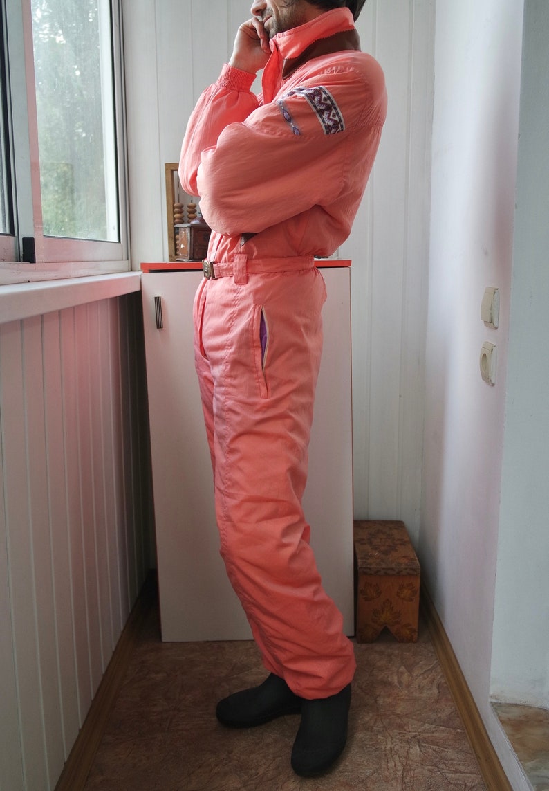 Coral 80s Retro Ski Suit Ski Suit Vintage Pink Skisuit - Etsy