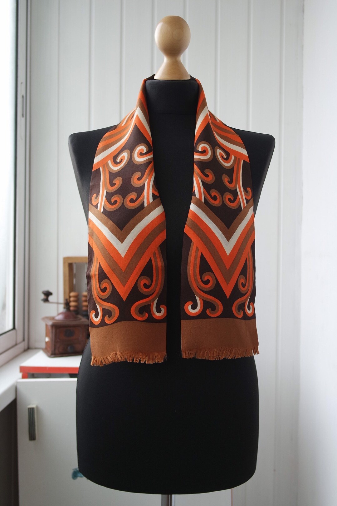 Groovy 60s 70s Mod Scarf Glam Disco Dandy Scarf Orange Brown Neck Scarf ...
