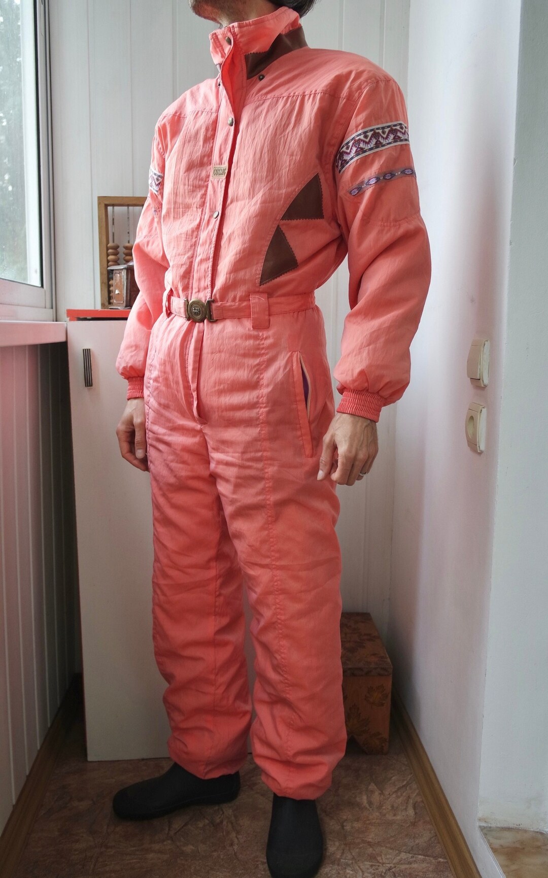 Coral 80s Retro Ski Suit | Ski Suit Vintage | Pink Skisuit Jumpsuit - Etsy