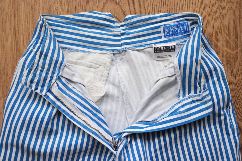 80s Baggy Pants for Cricket, Golf Womens Striped Pants 80s Pleated ...