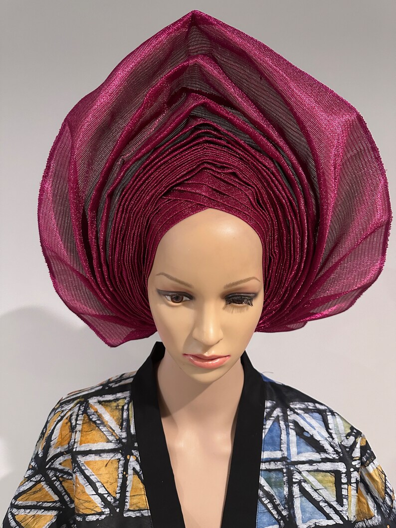 Elegant and Beautiful Wine Auto Gele - Etsy