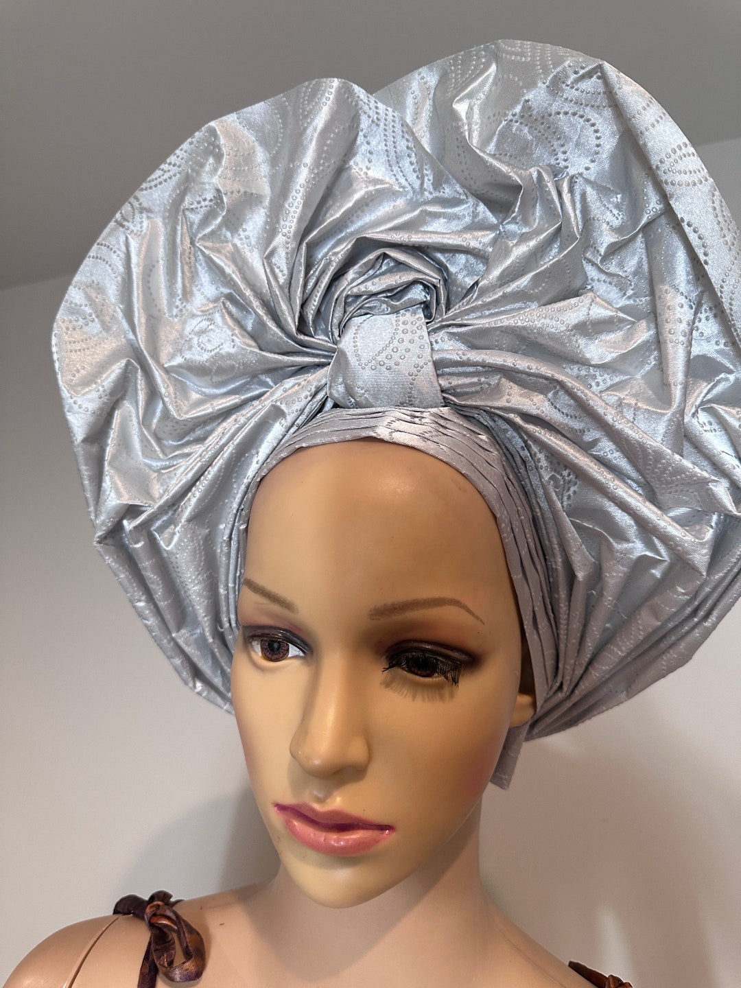 Elegant and Beautiful Silver Auto Gele - Etsy