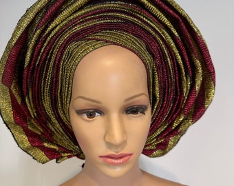 Elegant and Beautiful Wine Auto Gele - Etsy