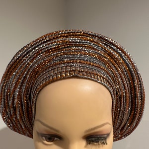 Elegant and Beautiful Orange and Silver Auto Gele - Etsy