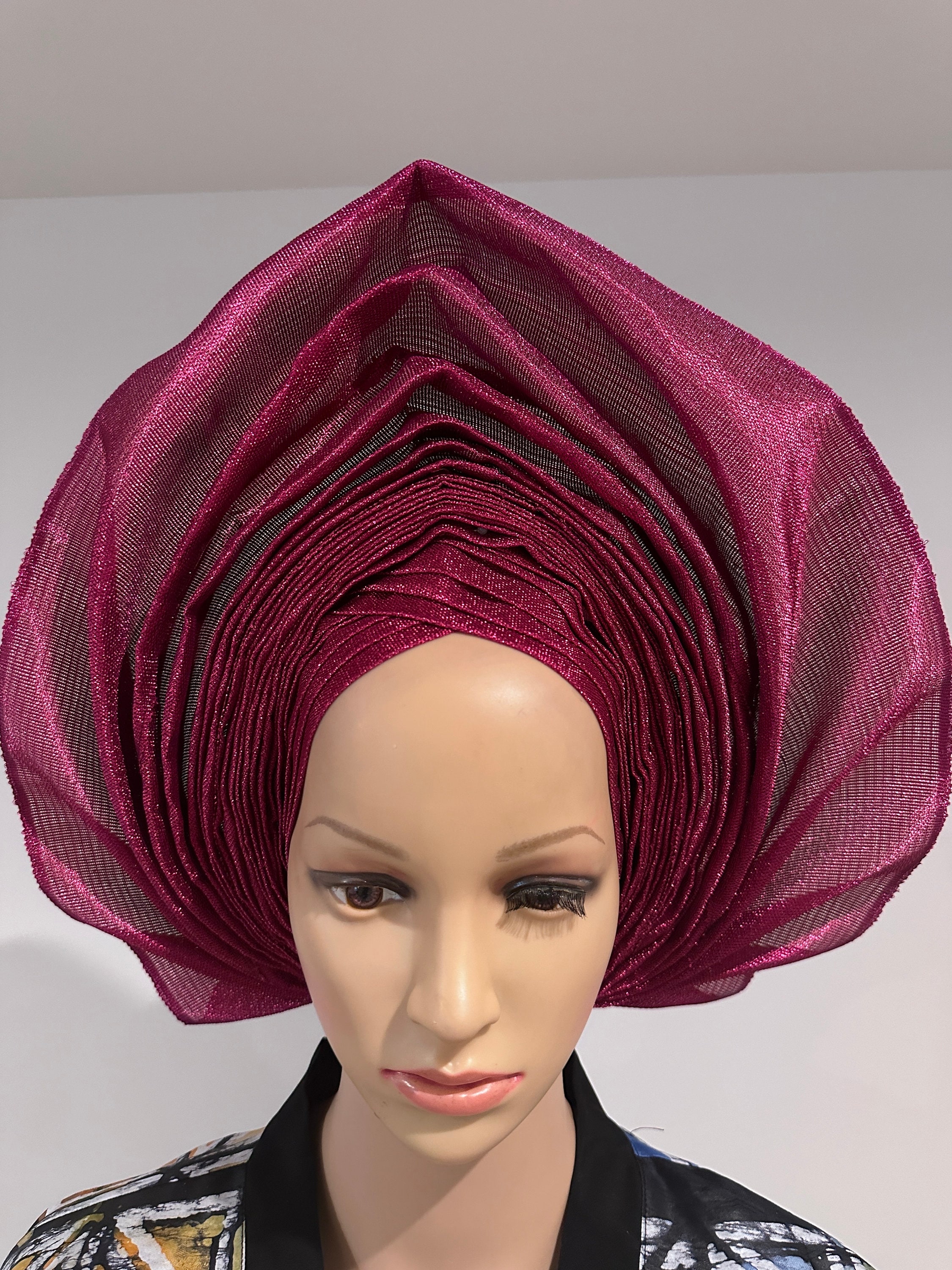 Elegant and Beautiful Wine Auto Gele - Etsy