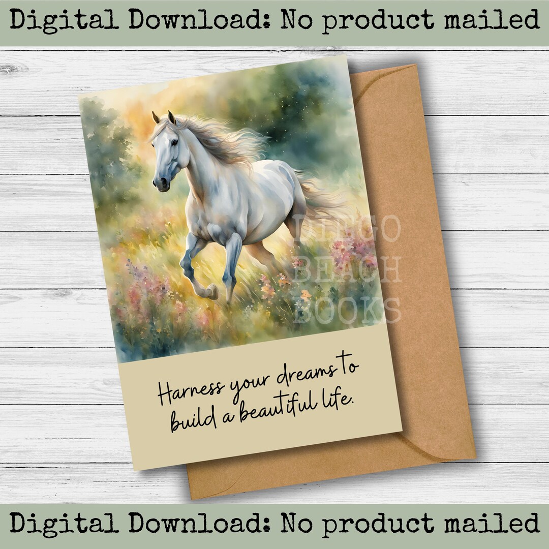 Harness Your Dreams Horse Printable Card Inspirational Encouragement - Etsy