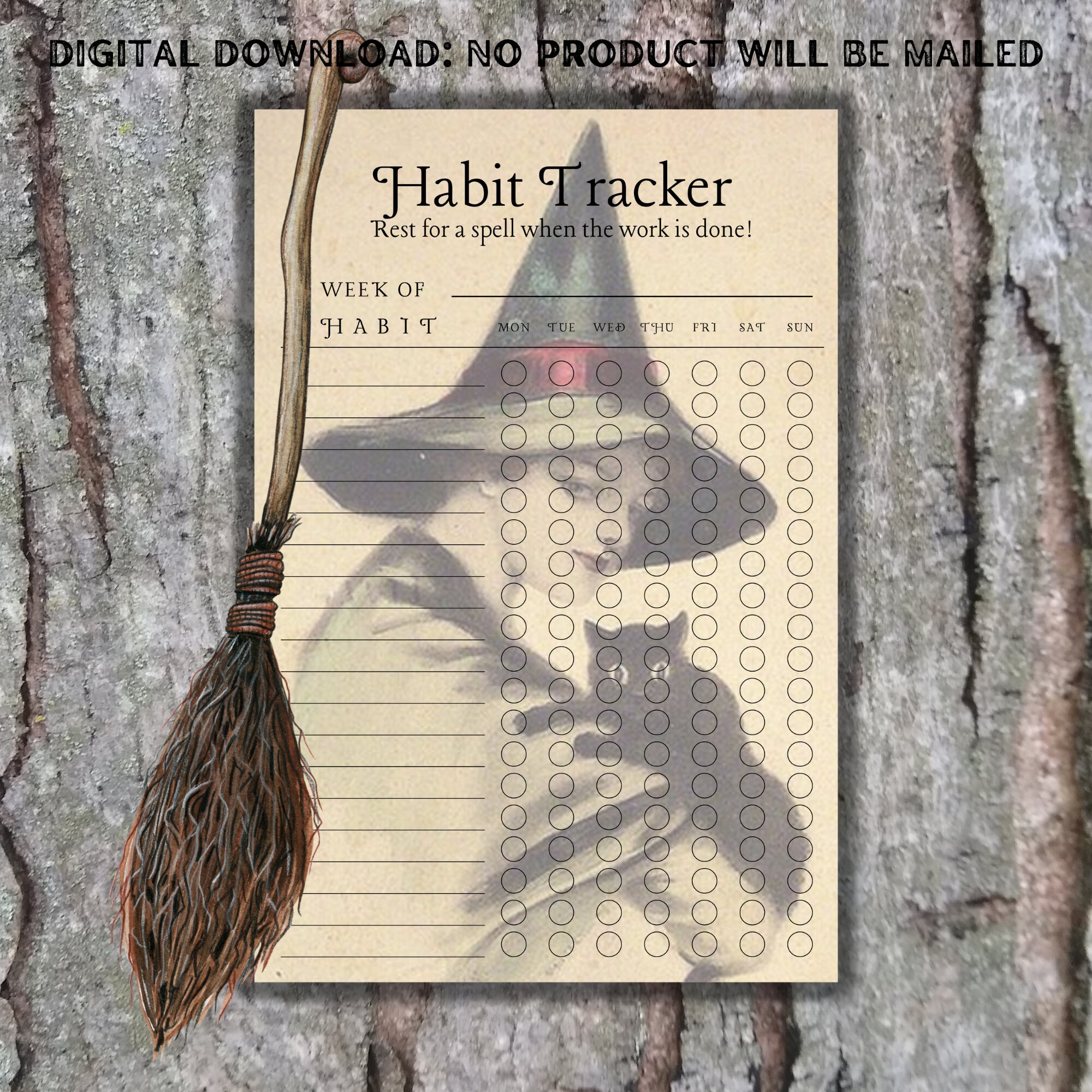Vintage Witch Habit Tracker Digital Download Vintage Witch Printable ...