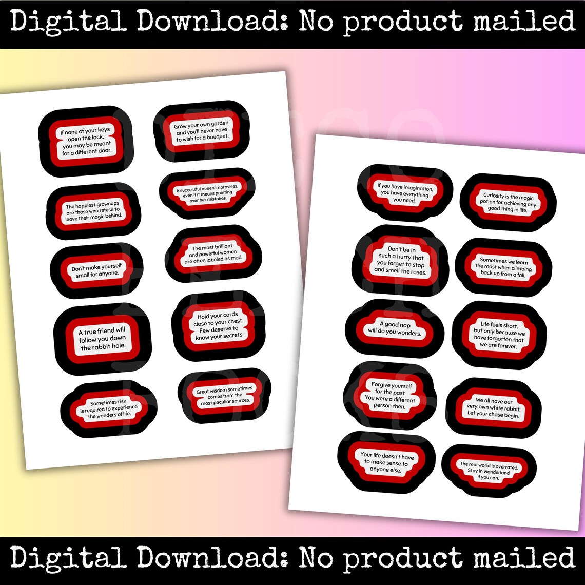 Alice in Wonderland Word Bubbles Printable Embellishments for ...