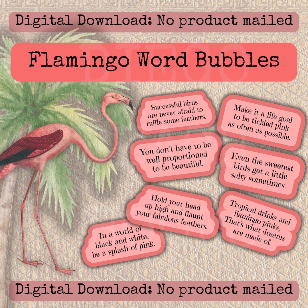 Flamingo Word Bubbles Printable Flamingo Ephemera - Etsy