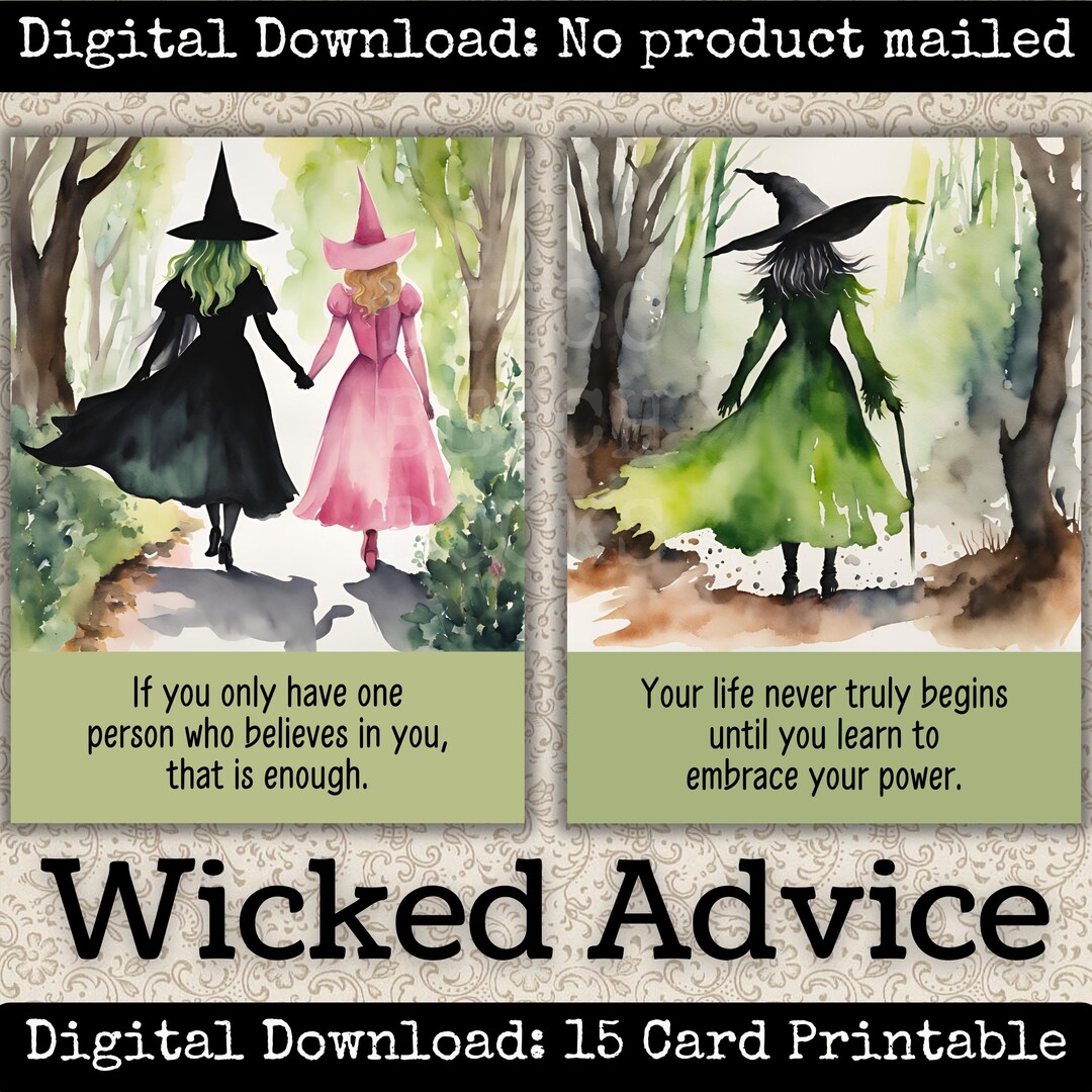 Wicked Inspired Advice Wicked Affirmations Printable Journal Cards ...