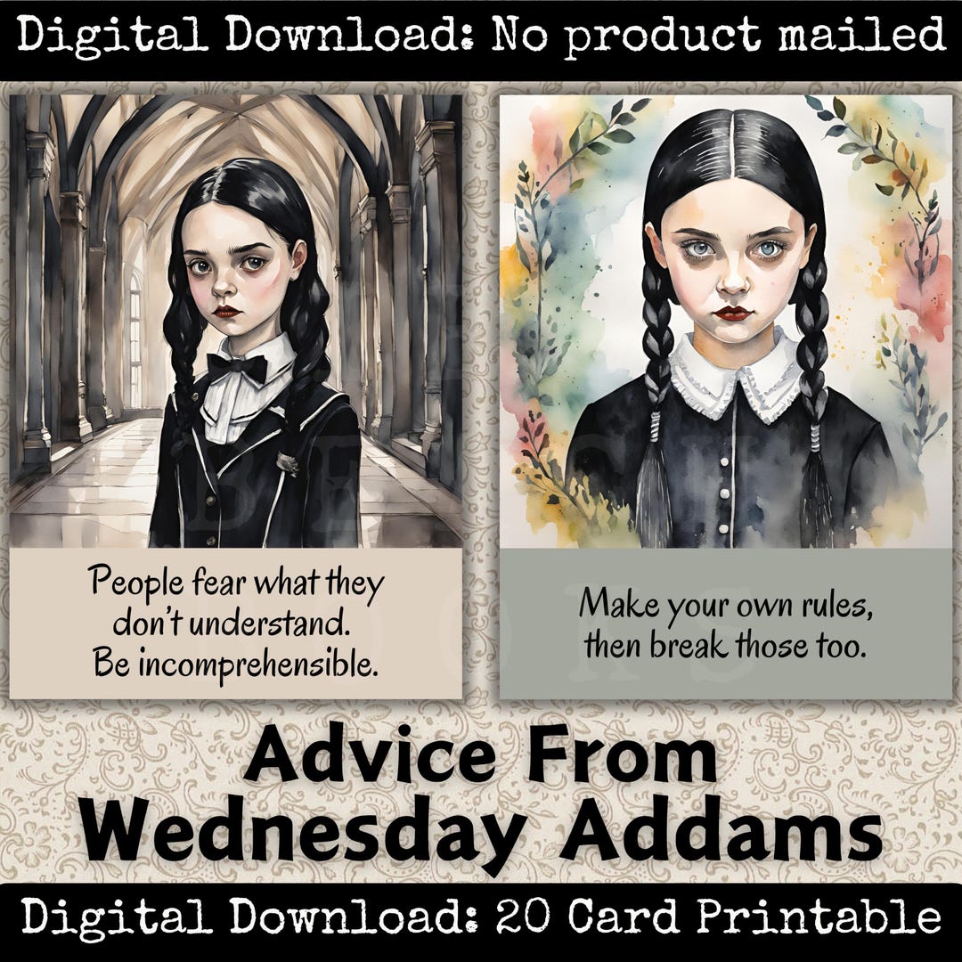 Advice From Wednesday Addams Scrapbook Cards Junk Journal Collage Dark ...