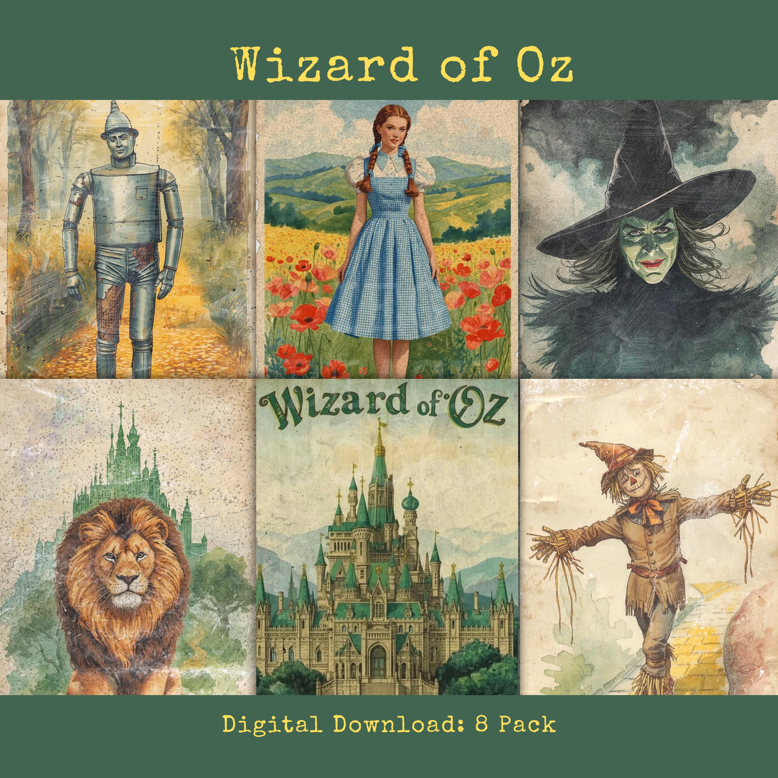 Wizard of Oz Printable Postcards Scrapbook Cards Junk Journal Kit Art ...