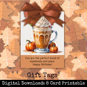 Pumpkin Spice Printable Birthday Card Fronts Fall A2 Cardmaking ...