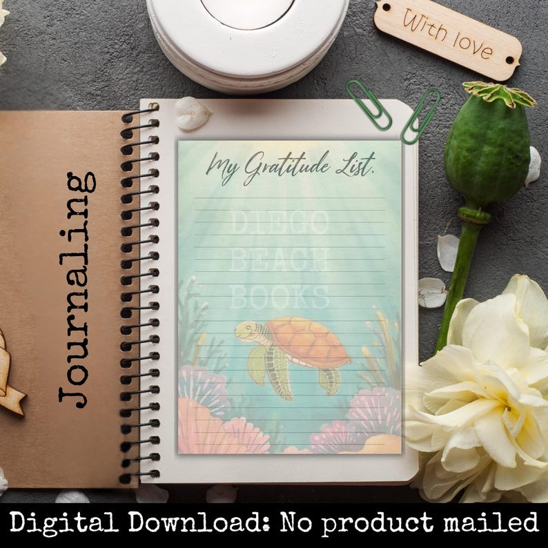 My Gratitude List Printable Sea Turtle Writing Pages Journal Sheets ...