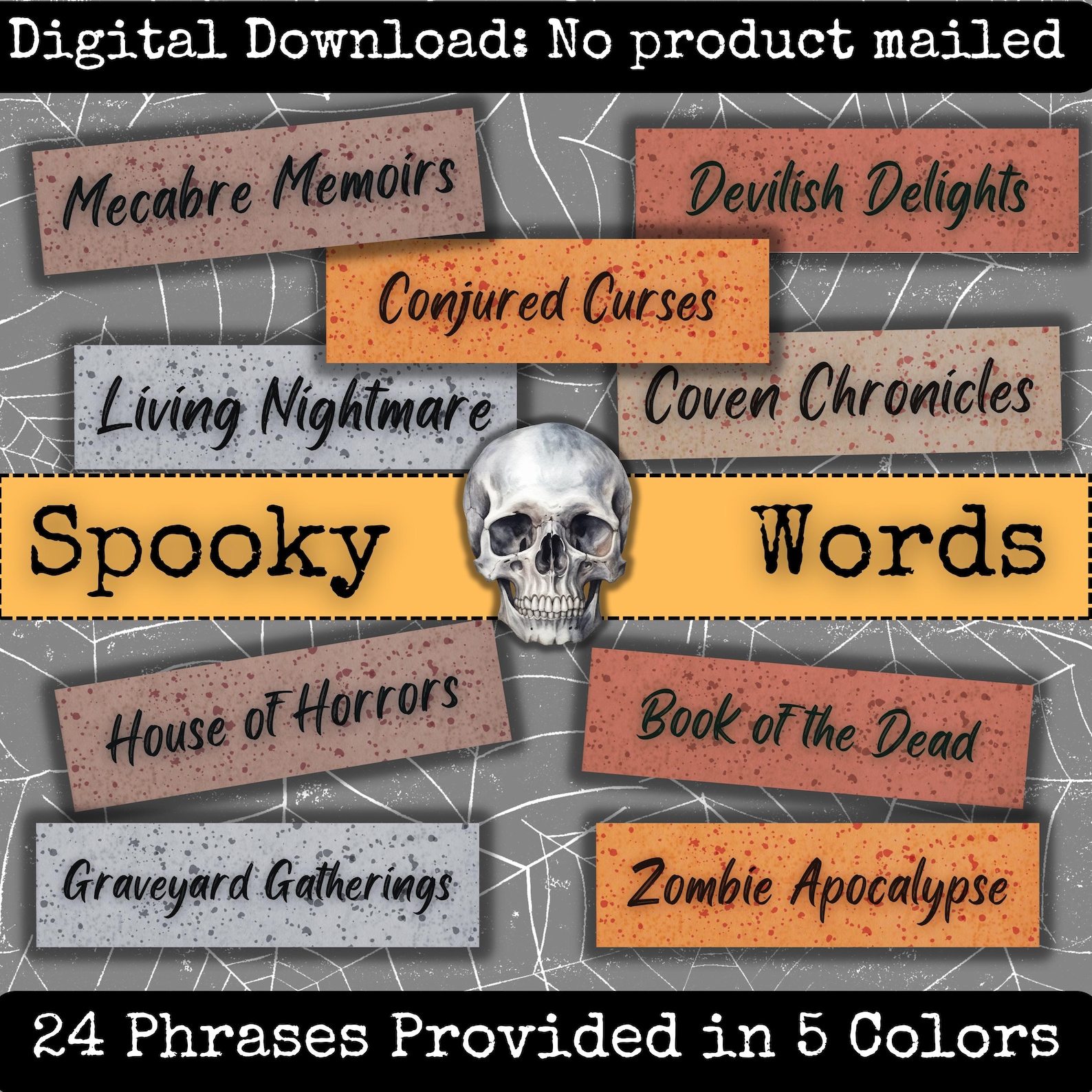 Spooky Words Printable Ephemera Pack Halloween Word Labels - Etsy