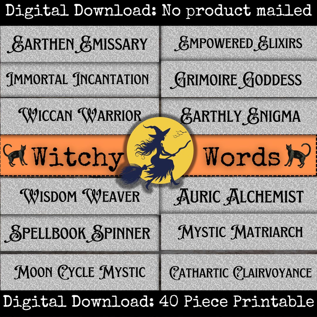 Witchy Word Pack Printable Ephemera 40 Pack Grimoire Labels - Etsy