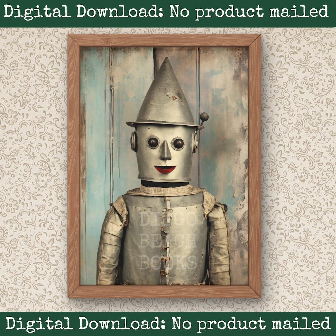 Wizard of Oz Tin Man Printable Wall Kids Room Decor Junk Journal Cover ...