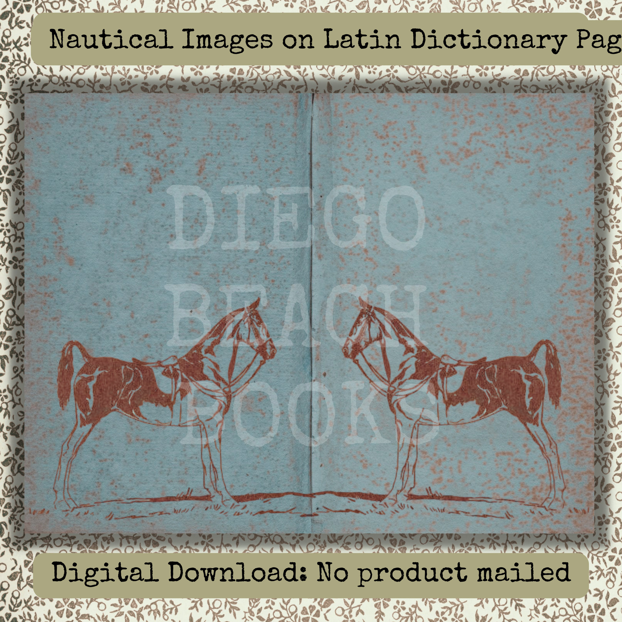 Western Horse 5 Piece Vintage Printable Junk Journal Page Set Faded ...
